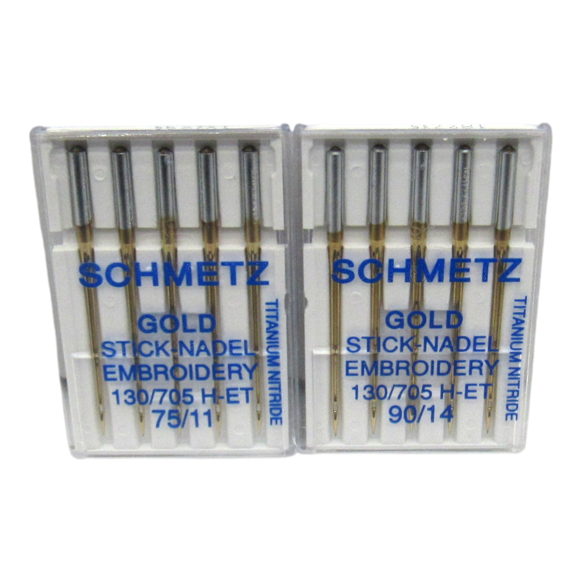 Schmetz Gold Embroidery Needles 705GE 5-Pack | Sizes 75/11 90/14 | Titanium