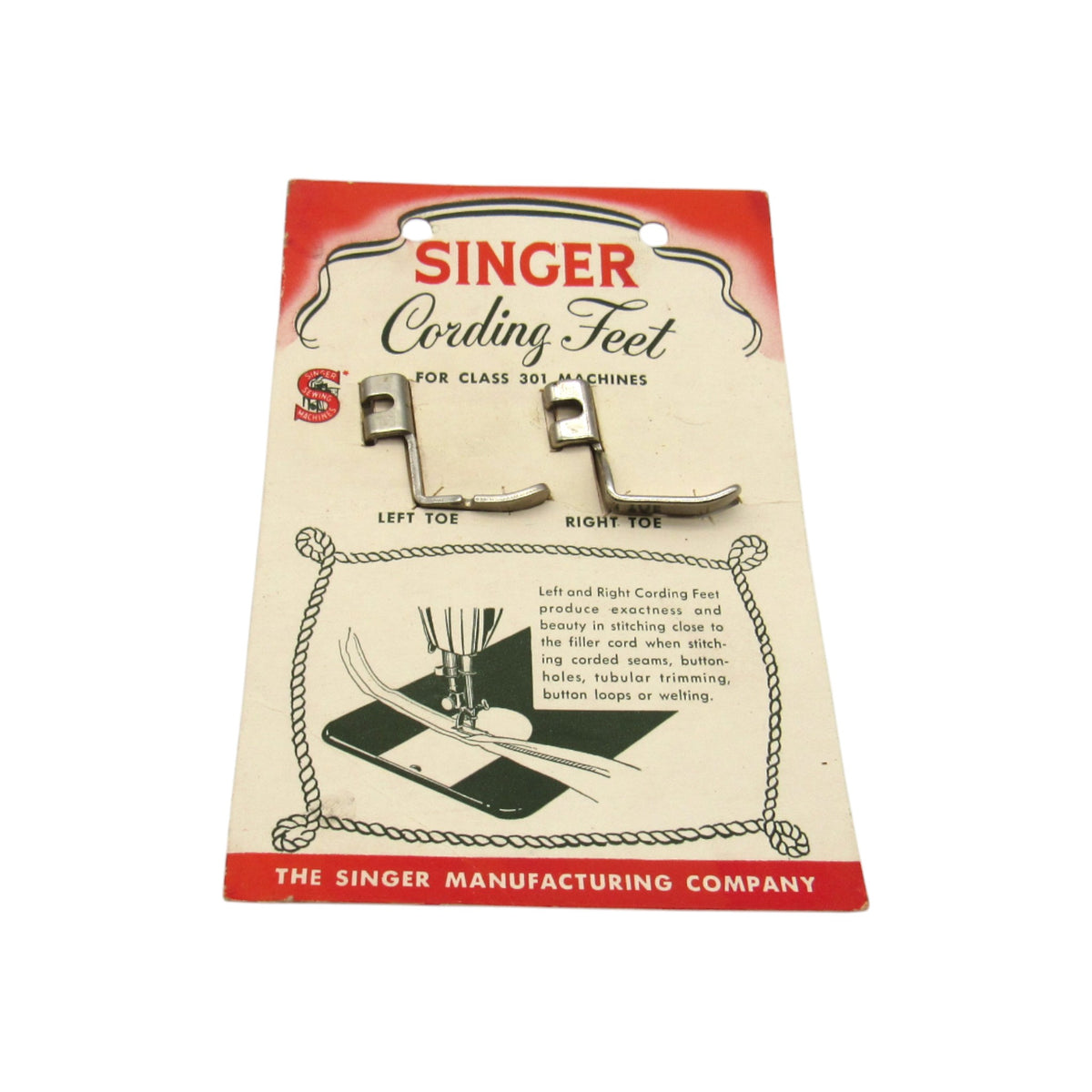 Original Slant Needle Cording Feet - Singer Part # 160687 and 160688 ...