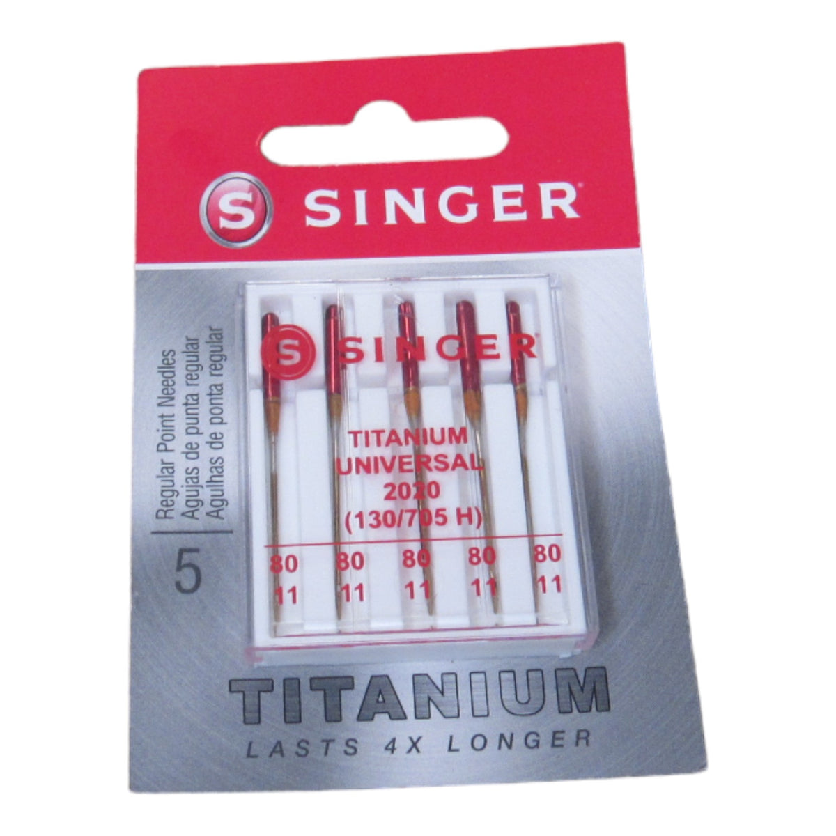 Singer Red #2020T Titanium Point Sewing Machine Needles - 4X Longer ...